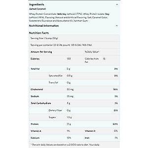 Myprotein Impact Protein Blend - 2.2lb - Salted Caramel. 21g of Protein per 30g Serving. A Unique Blend of Impact Whey and Impact Whey Isolate. Low in Fat. Only 1.6g of Sugar.