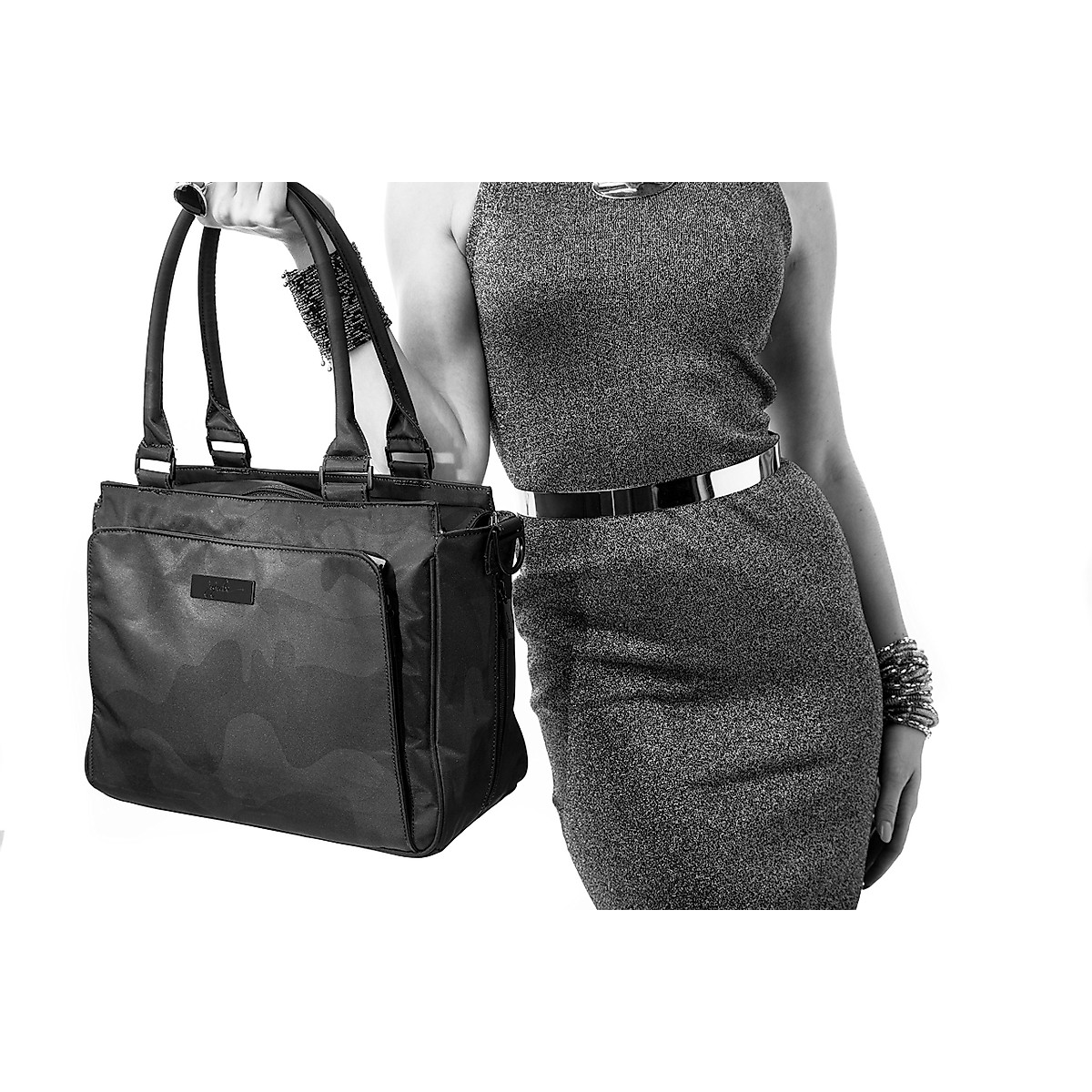 JuJuBe Be Classy Structured Multi-Functional Diaper Bag/Purse, Onyx Collection - Black Ops