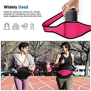 2pcs Mic Fitness Belt Adjustable Microphone Belt Pouch with Anti Dropping Strap, Sweat Absorbent Mic Carrier Pouch, Neoprene Waist Bag for Fitness Teacher Speaker Dancing