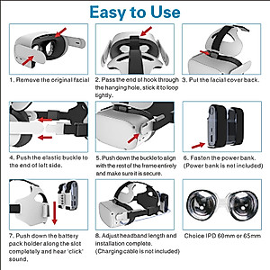 COSOOS LED Headlamp & Oculus Quest 2 Head Strap, Adjustable, Lightweight, Battery Powered, 1.6 Ounces