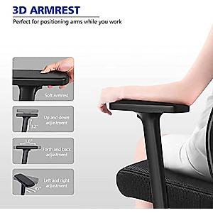 Ergonomic Computer Desk Chairs - Mesh Home Office Desk Chairs with Lumbar Support & 3D Adjustable Armrests (High Back)