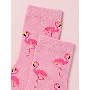 SHENHE Women's Striped Letter Print Athletic Running Above Ankle Crew Socks Flamingo Pink One Size