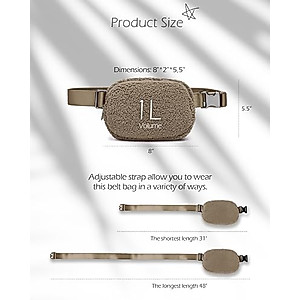 ODODOS Fleece Mini Belt Bag with Adjustable Strap, Sherpa Small Waist Pouch Fanny Pack for Workout Running Traveling Hiking, Taupe