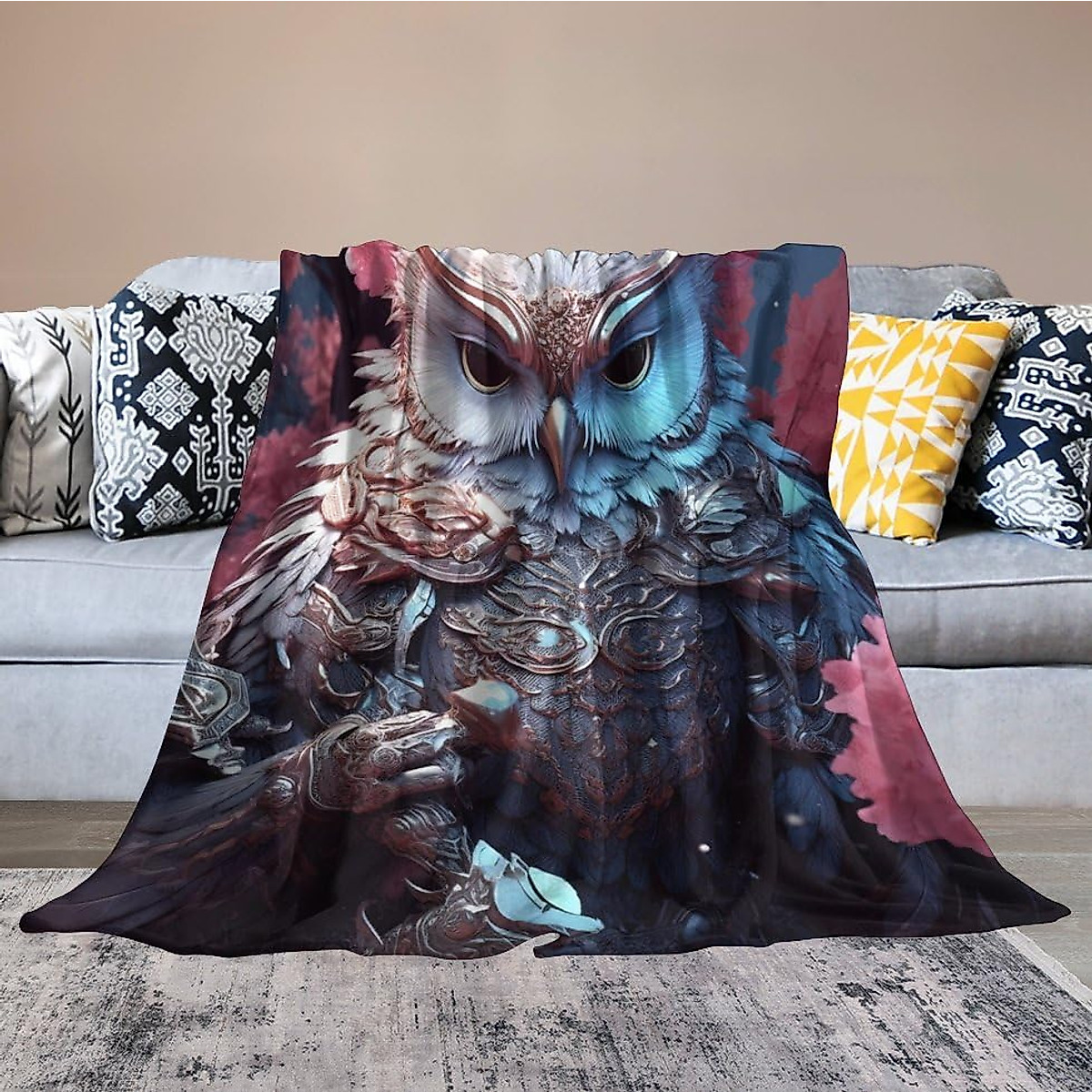 Joint Gou Wild Animal Blanket, Fleece Flannel Cozy Throw Blankets, Breathable Lightweight Warm Bed Blanket Fantasy Bird Blanket for Couch Bed Sofa All Season 70"x80"