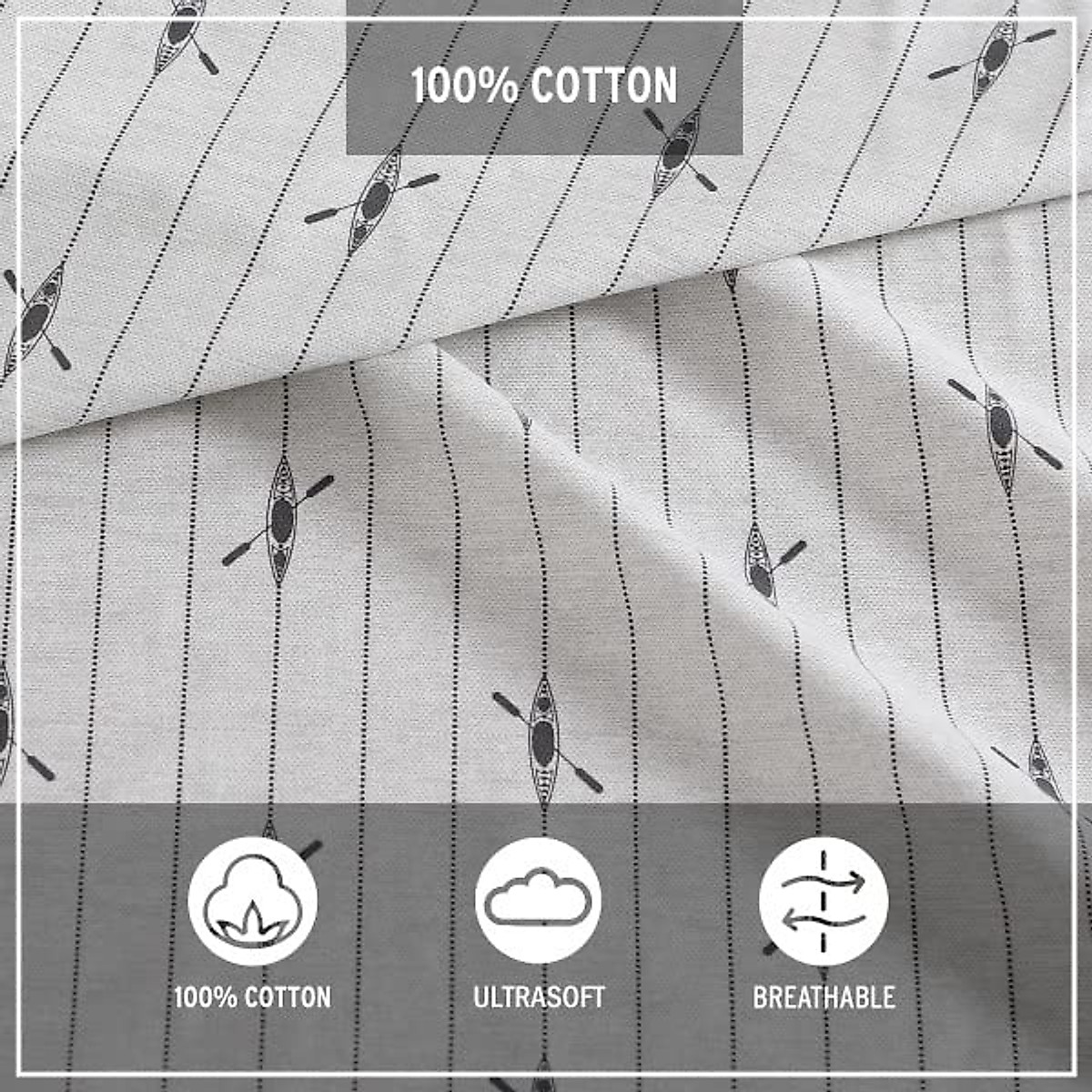 Eddie Bauer - Twin Sheets, Cotton Percale Bedding Set, Crisp & Cool Home Decor, Dorm Room Essentials (Downstream, Twin)