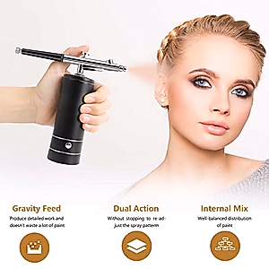 Airbrush Kit Rechargeable Cordless Airbrush Compressor, 30PSI High Pressure,Portable Handheld Airbrush Gun, Airbrush Set Wireless Air Brush for Model Painting,Makeup,Barber, Nail Art