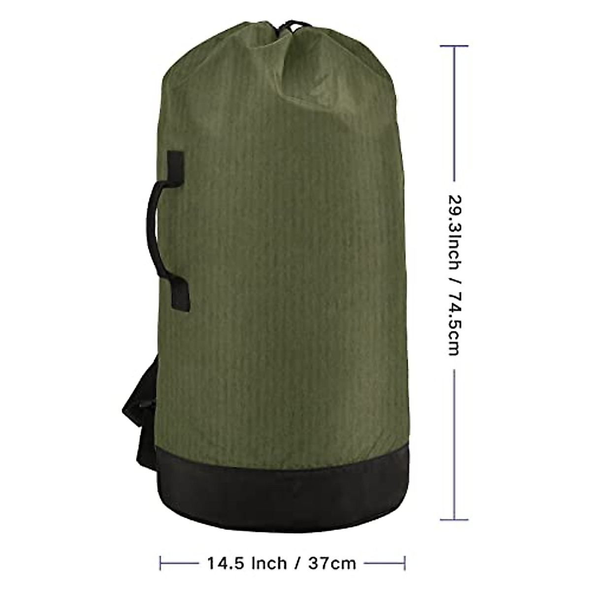 Army Green Backpack Laundry Bag Heavy Duty Extra Large Laundry Bag Resistant Dirty Travel Organizer Bag with Handles and Straps for College, Travel, Laundromat, Apartment 14.5 x 29.3 in 21013558