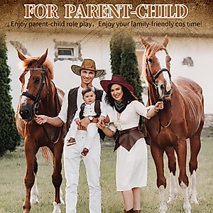 Cindeer 24 Pcs Western Cowboy Hats with Polyester Bandanas Western Cap Suede Leather Hat and Square Bandanas Scarf for Adult(Retro Color)