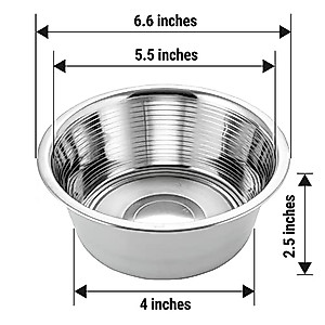 HB Pet Feeders Stainless Steel Dog and Cat Bowls Feeder Medium Deluxe 6.5" inch Replacement Food and Water Bowl (3.5 Cup, Double Pack)