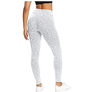 Bblulu Women's Ruched Butt Lifting Leggings High Waist Yoga Pants Tummy Control Stretchy Running Pant Textured Booty Tights