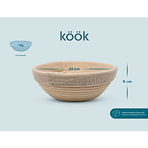 Proofing Set, by Kook, Sourdough Bread, 2 Rattan Banneton Baskets, 2 Basket Covers, Metal Scraper, Plastic Scraper, Scoring Lame, 5 Blades and Case, Round Shape
