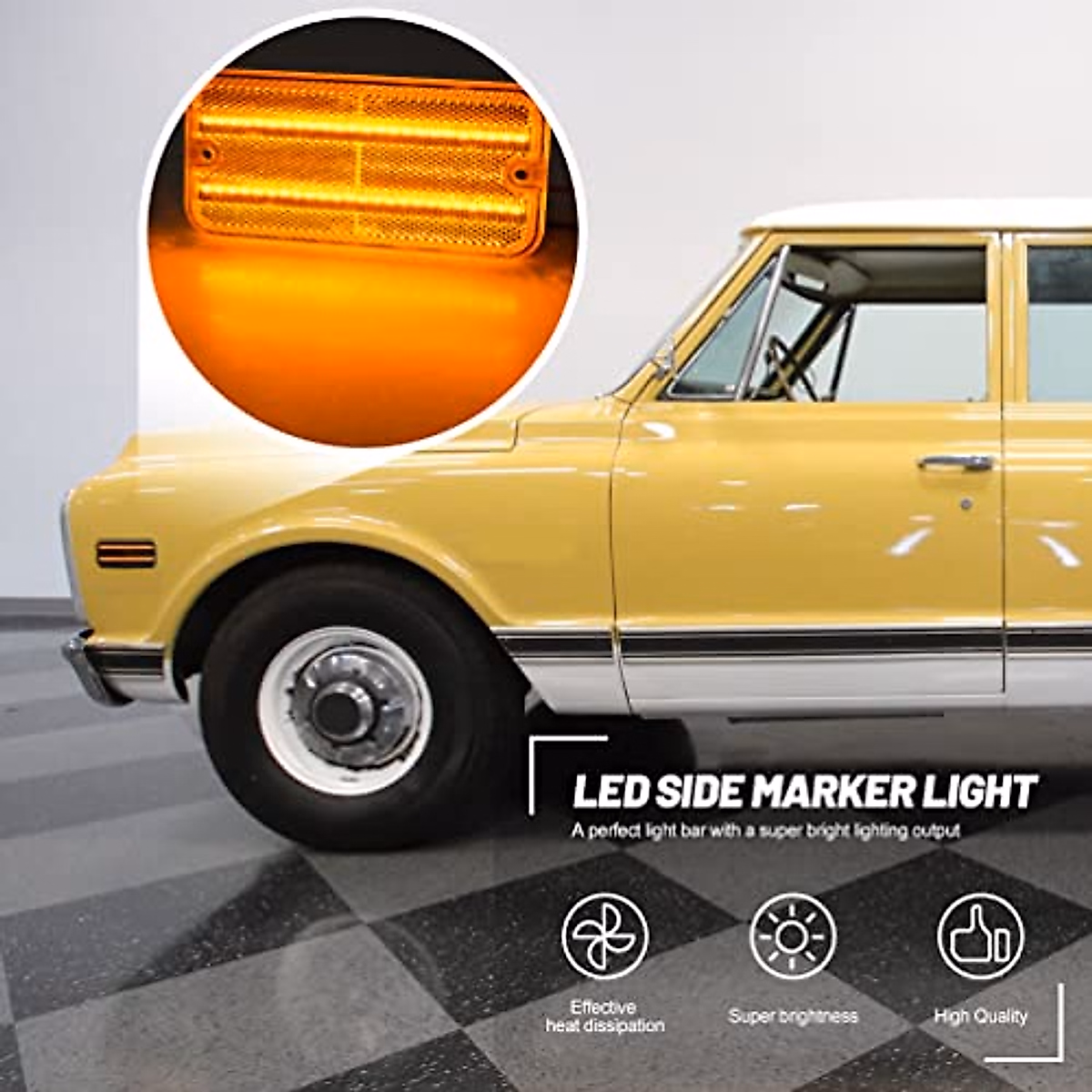 NJSBYL Amber/Red LED Side Marker Lights for G10 G20 G30 G1500 G2500 G3500 Vans Suburban K5 Blazer Jimmy G/P/C/K Series Vans Trucks Motorhomes Front Rear Left Right Markers Signal Lamps 5960596