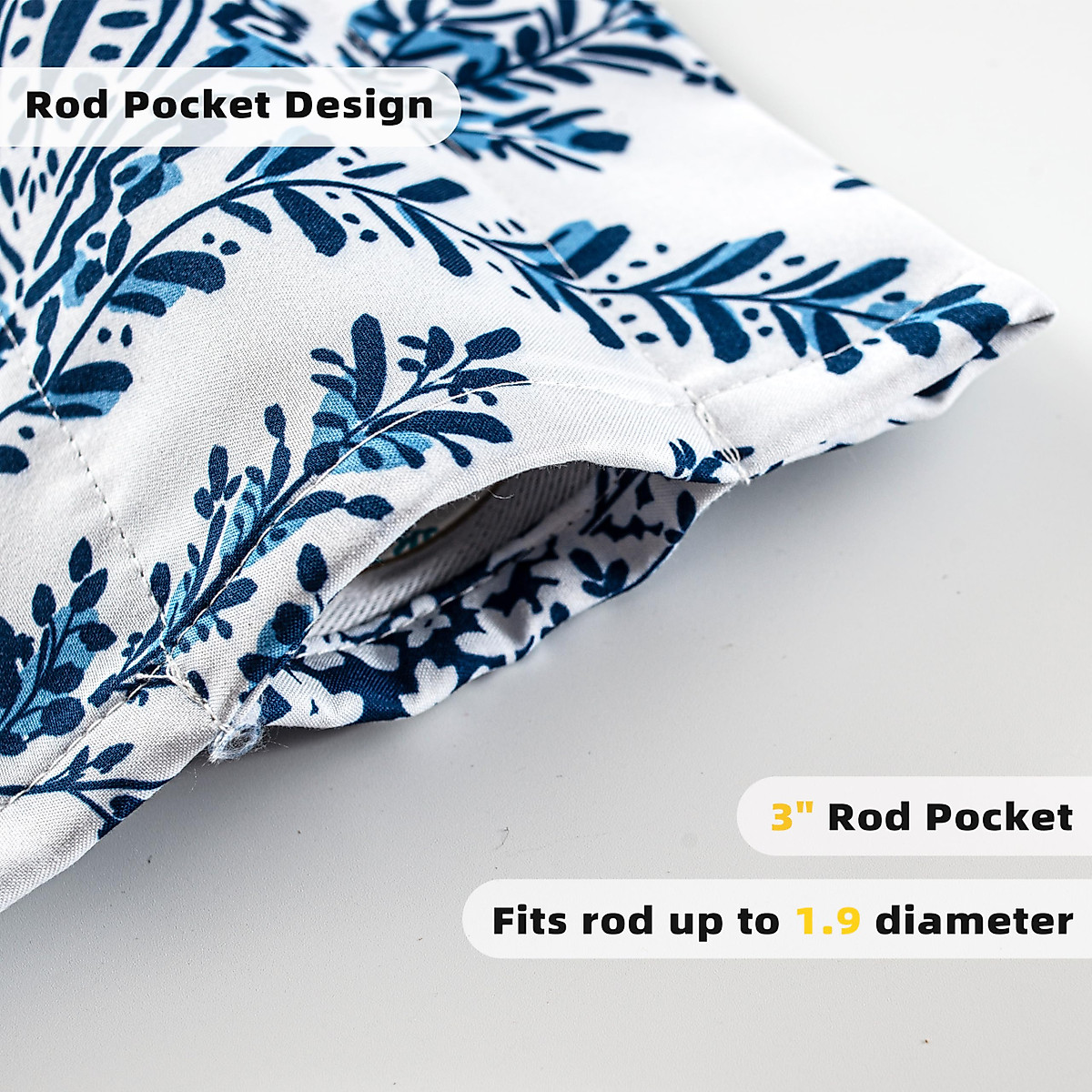 DriftAway Isla Paisley Floral Pattern Blackout Thermal Insulated Window Curtain Valance Rod Pocket 52 Inch by 18 Inch Plus 2 Inch Header Navy