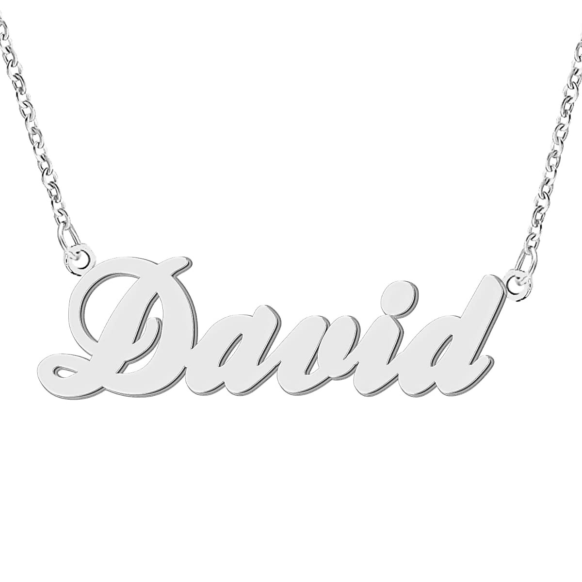 GR859C Custom Name Pendant 18K Stainless Steel Silver Women Men Birthday Gift Name for David