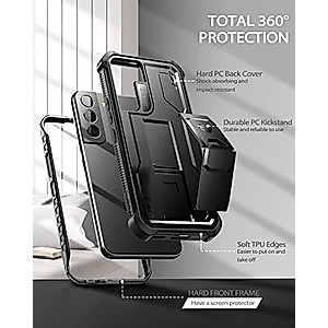 Dexnor for Samsung Galaxy S22 Plus Case, [Built in Screen Protector and Kickstand] Heavy Duty Military Grade Protection Shockproof Protective Cover for Samsung Galaxy S22 Plus 5G,Black