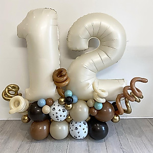 40 Inch Cream White 1 Balloon Numbers, Large Number 1 Balloon Foil Helium Number Balloons, Big 1st Mylar Birthday Balloons for Boys Girls 1st Birthday Party Decorations Anniversary Party Supplies