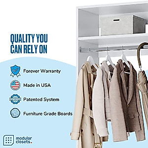 Hanging Closet Unit with Drawer (2) - Modular Closet System for Hanging - Corner Closet System - Closet Organizers and Storage Shelves (White, 19.5 inches Wide) Closet Shelves