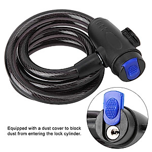 Wear-Resistant with Mounting Bracket Anti-Theft Bike Lock, Black Durable Bike Lock, Coiled Bike Locks for Indoor Outdoor