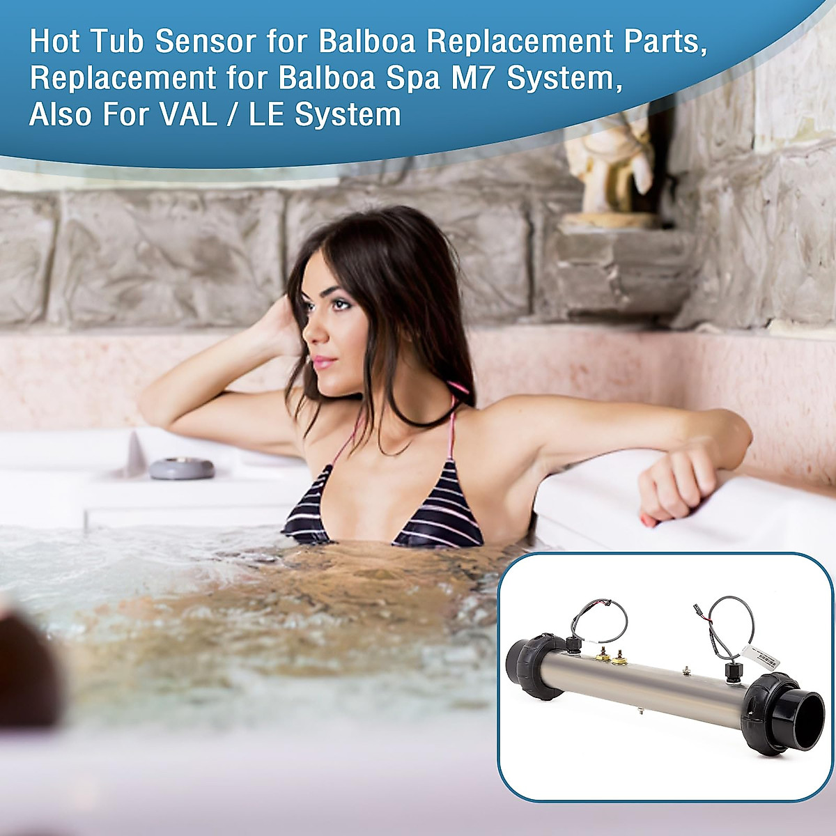 Hot Tub Pool Sensor Spa Parts Replacement for Balboa Spa Heater M7 System with 24" Temp/High Limit, 1/4" Diameter, for Balboa Spa Sensor Hot Tub Heater Parts Replacement Sensor 32016 53605 - 2 Pack
