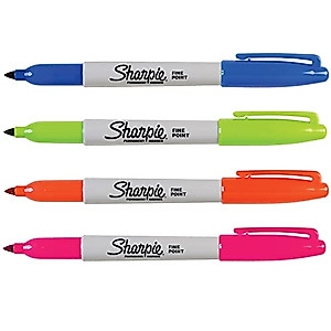 SHARPIE Permanent Markers | Fine Point | Assorted Fun Colours | 4 Count