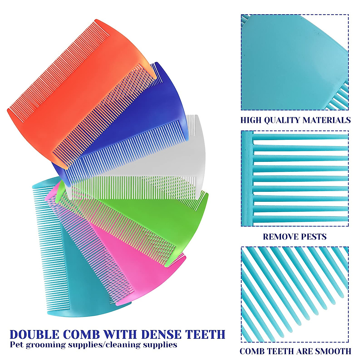 BLMHTWO 12 Pieces Flea Comb, Dog Flea Comb Flea Comb for Cat with Double-side Design Multi-colored PP Materials Sturdy Reusable Lightweight Flexible Lice Comb for Kitten Puppies