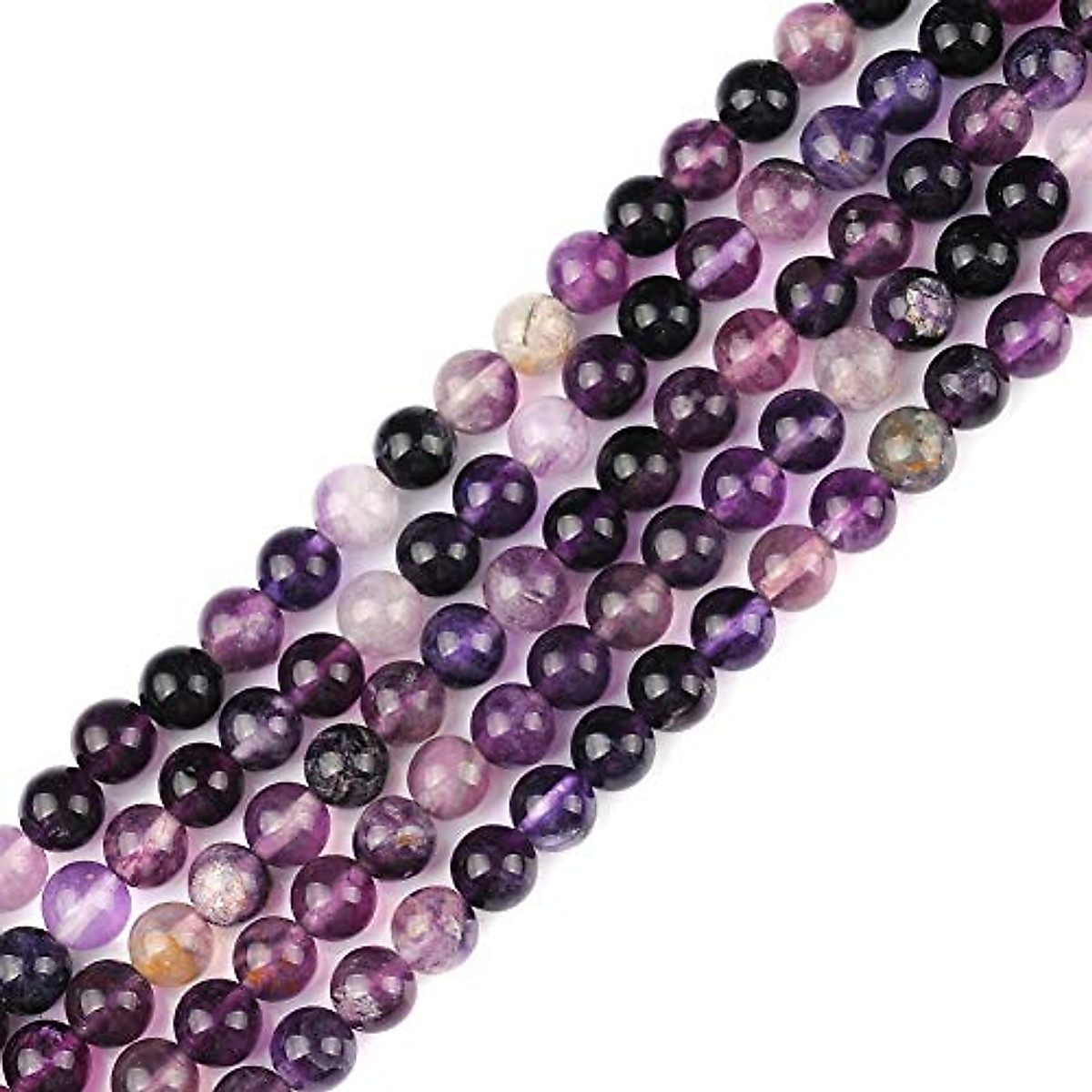 8mm Natural Purple Fluorite Gemstone Round Loose Beads Crystal Stone Bracelet Necklace Accessories Crafts for Jewelry Making DIY,1 Strand 15"