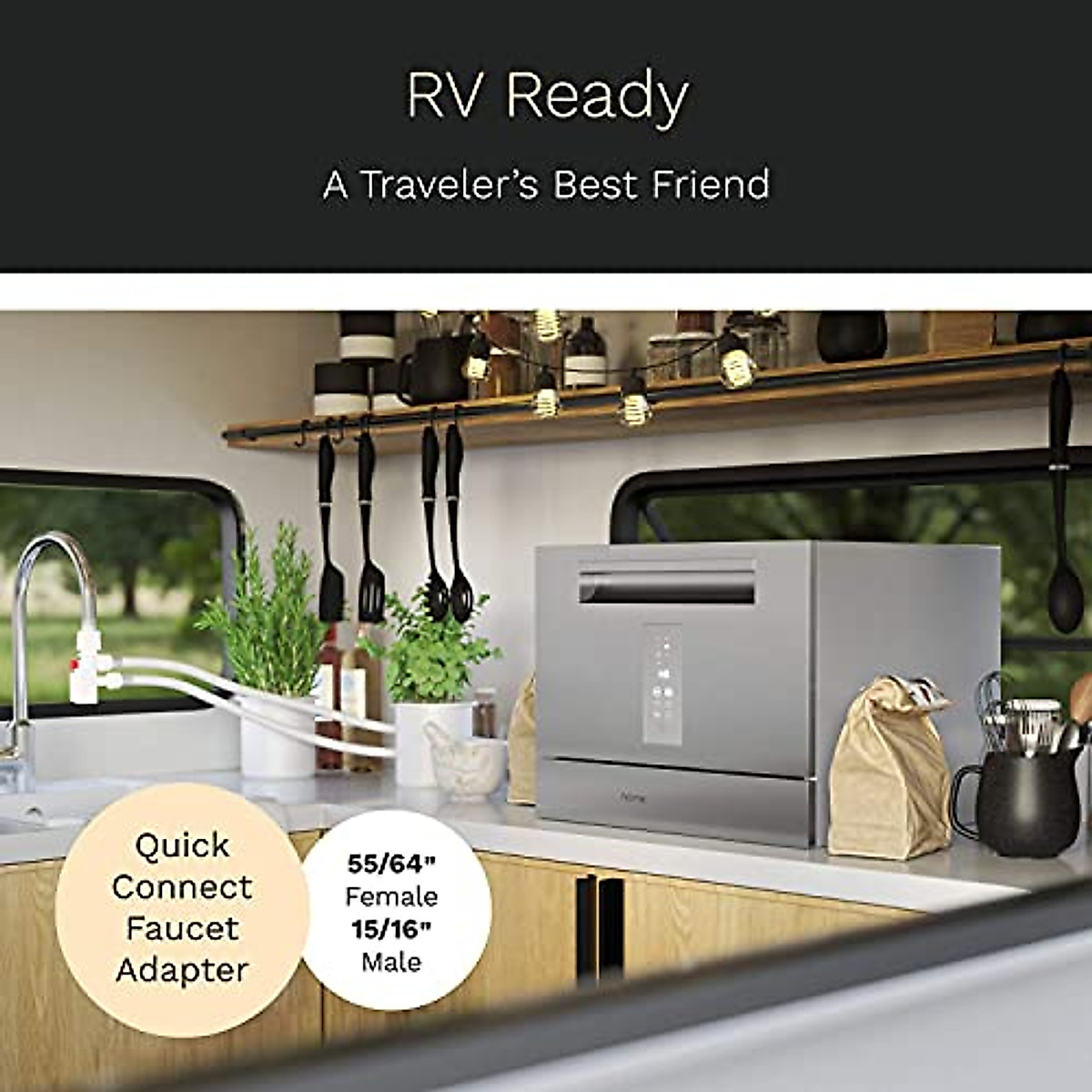 hOmeLabs Digital Countertop Dishwasher with 6 Place Settings - Energy Star Certified with 7 Programs - with Dish Rack, Cup Shelf, and Cutlery Basket - Ideal for Small Apartments, Dorms, Boats, and RVs