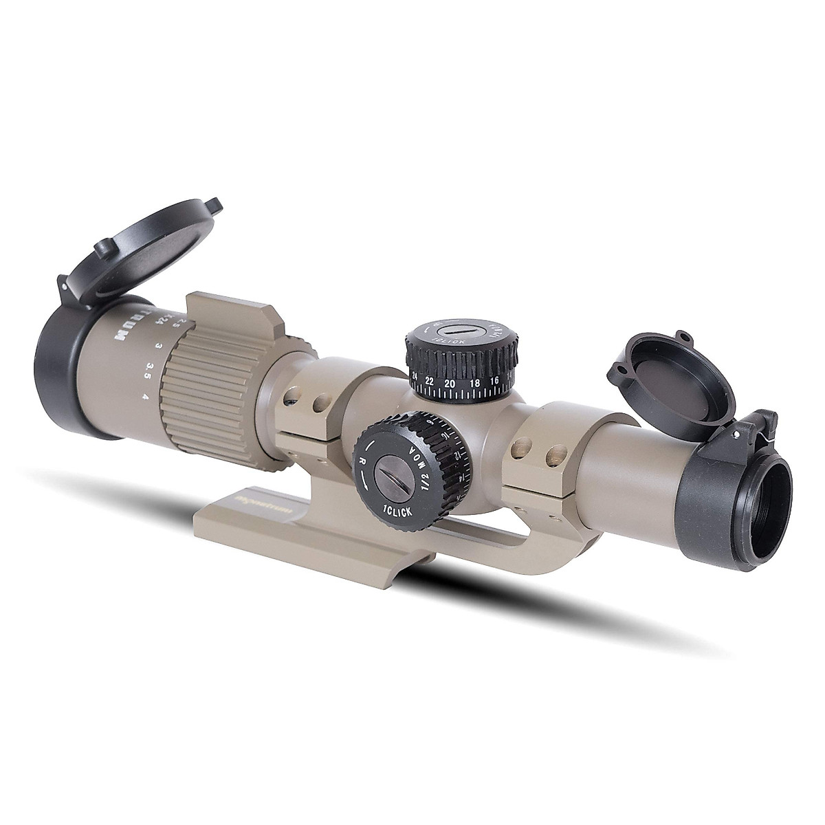 Monstrum Alpha Series 1-4x24 First Focal Plane FFP Rifle Scope | ZR300 H-Series Offset Scope Mount | Flat Dark Earth | Bundle