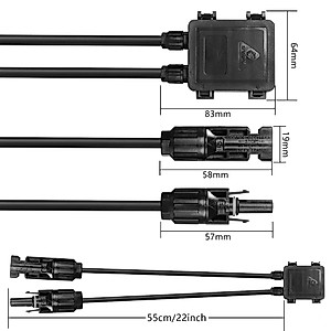 PNGKNYOCN Solar Junction Box PV Connector，IP67 Waterproof Solar Junction Box with 11AWG 50cm Solar Cable Connector for 250w to 300w 20A Solar Panel