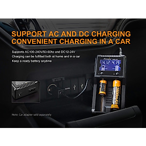 EdisonBright Fenix are-A2 Home/in-car Battery Charger for 21700/18650/16340 BBX5 Battery Carry case Bundle