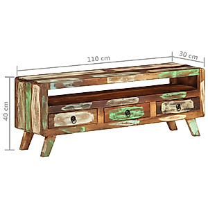 vidaXL TV Stand, TV Unit for Living Room, Sideboard with Storage, Entertainment Center Media Unit Cupboard, Multicolor Solid Reclaimed Wood