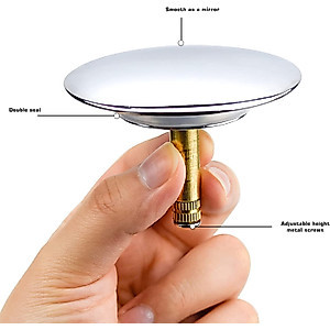 Bathroom Sink Drain Plug Stopper, 70mm Push Pop-Up Click Clack Plug Stopper, Universal Adjustable Bath Plug for Washbasin Drains in Bathroom Kitchen - Brass