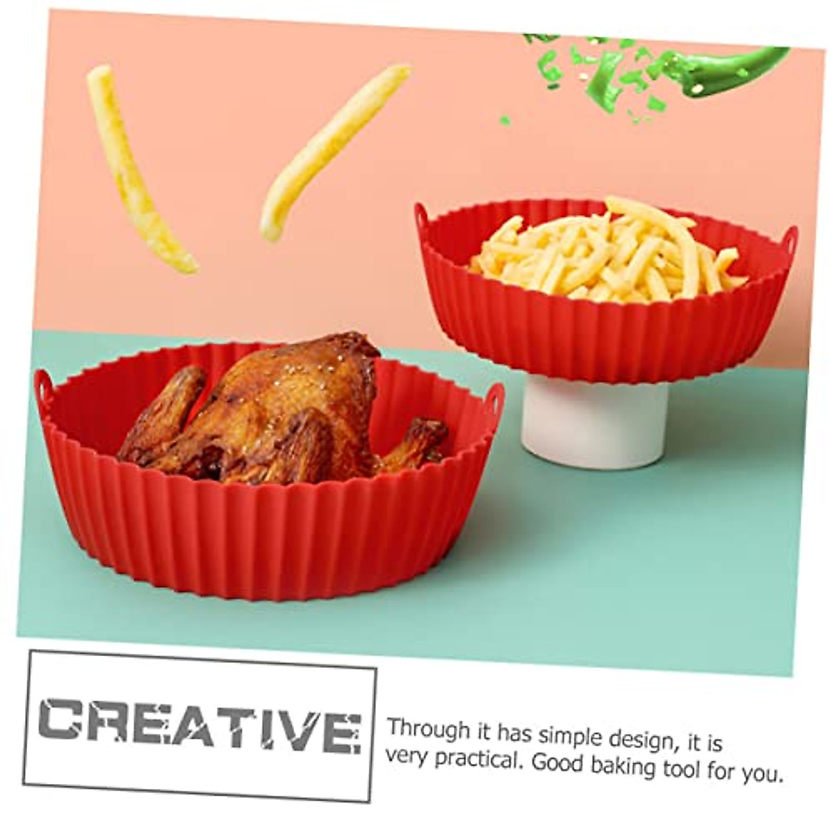 YARNOW 2pcs Air Fryer Pan Parchment Paper Air Fryer Silicone Oven Liner Oven Roasting Pan Air Fryer Baking Tray Air Fryer Accessories Air Fryer Silicone Liner Air Fryer Liner Pad Bread