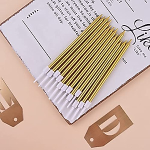 PHD CAKE 24-Count Gold Long Thin Metallic Birthday Candles, Cake Candles, Birthday Parties, Wedding Decorations, Party Candles