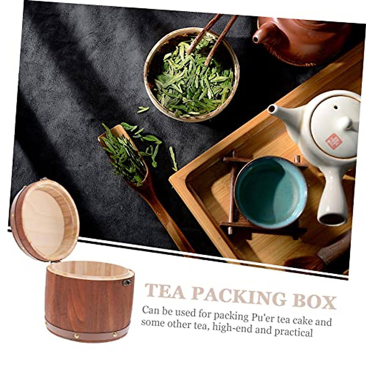 Cabilock 1pc Multi-functional Natural Can Barrel Creative Sealing Snack Sugar Container Jars Light Jar Bag L Wood Airtight Cover Food Nuts Empty Lids Cellars Wooden Holder Candy