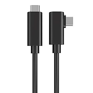 VR Streaming Link Cable Compatible for Oculus Quest, Cuxnoo Virtual Reality Headset Cable Angle USB 3.2 Gen1 C-C High-Speed Data Transfer, Fast Charging Cord, 15FT Black