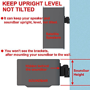 Pbxifge Soundbar Wall Mount Bracket for Vizio Soundbar, Speaker Wall Mounts for Surround Sound or Bookshelf Speakers, Wall Mounting Bracket Works with Most Speakers and Soundbars