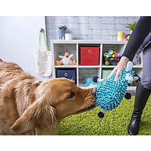 goDog Llamas Noodle Squeaky Plush Dog Toy, Chew Guard Technology - Blue, Small