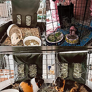 Rabbit Hay Feeder Bag, Guinea Pig Hay Feeder Storage, Rabbit Hay Bag, Guinea Pig Hay Feeder,11in X9.4in Small Animal Feeder Bag (Black)