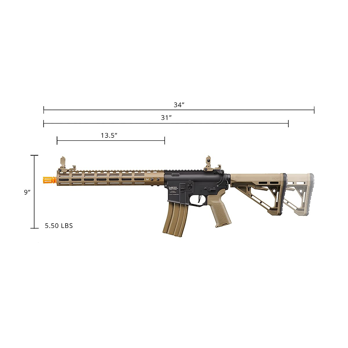 Lancer Tactical Gen 2 Proline M4 Full Metal 9''/14'' Airsoft Rifle with Delta Stock (ETU & Mosfet Included)