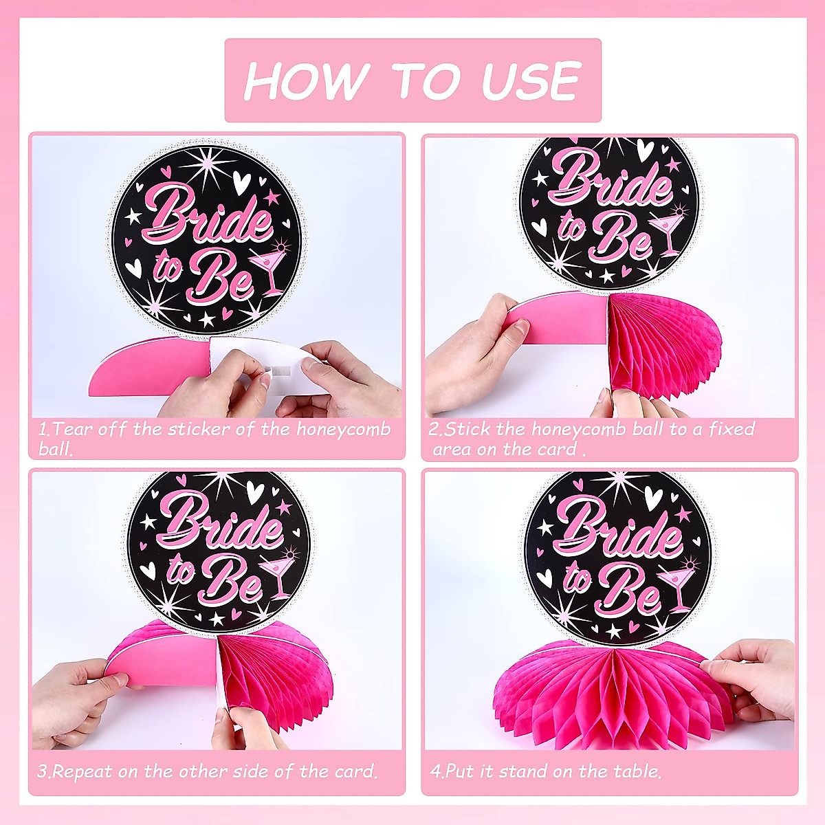 Bachelorette Honeycomb Centerpieces, Black Rose Funny Bachelorette Party Decorations for Naughty Bridal Shower - Bride to Be Table Toppers for Women Bachelor Party Supplies