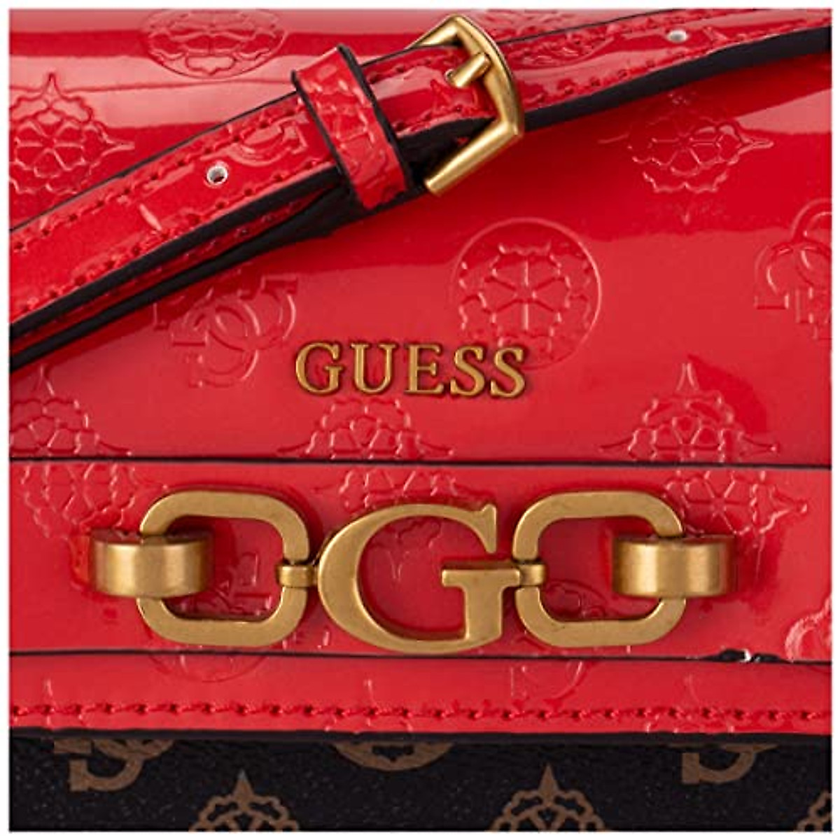 GUESS Zira Mini Crossbody Flap, Mocha Logo/Poppy