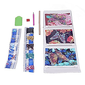 Serlium 3 Compartments DIY 5D Diamond Painting Storage Bag Kits Wall Hanging Storage Pocket Large Capacity Storage Foldable for Bedroom Bathroom