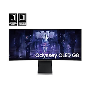 SAMSUNG 34" Odyssey G85SB Series QD-OLED Ultra WQHD Curved Gaming Monitor, 175Hz, 0.03ms, DisplayHDR True Black 400, AMD FreeSync Premium Pro, Advanced Game Streaming, LS34BG850SNXZA, 2023