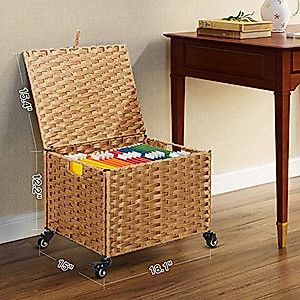 Greenstell File Cabinet with 20 Hanging Filing Folders, Mobile File Cabinet for Home Office, Decorative Organize, Under Desk Rolling Office File Cabinet for Legal Letter Size, Easy to Assemble Natural