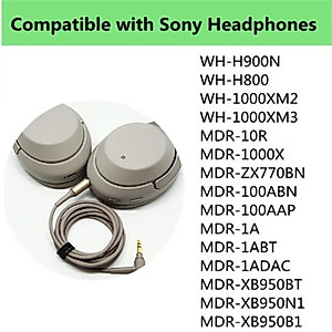 Saipomor WH1000XM5 Replacement Audio Cord WH-1000XM4 Cable Compatible with Sony WH1000XM2 WH-1000XM3 MDR-XB950BT MDR-100ABN MDR-10R MDR-1000X MDR-ZX770BN Noise-Canceling Headphones(Gold)