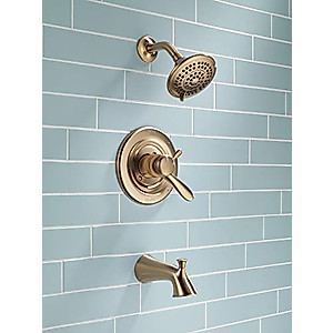Delta Faucet Lahara 17 Series Dual-Function Tub and Shower Trim Kit with 5-Spray Touch-Clean Shower Head, Champagne Bronze T17438-CZ (Valve Not Included)