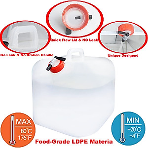 WMXWAN 80gallon(300litres) Water Storage Containers, Emergency Water Storage 15pcs×5.3gallon/20l，Collapsible Water Containers, BPA Free 5Gallon Water Jug Water Tank with Spigot For Fishing, Camping.