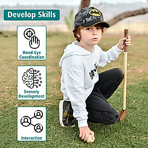 Teal Elite Kids Golf Set – Mini Golf Toy for Indoor and Outdoor Play – Toddler Set Includes 2 Clubs, 2 Balls, Holes, and Obstacles – Premium Natural Wood – Ideal Gift for Boys and Girls Age 3 4 5