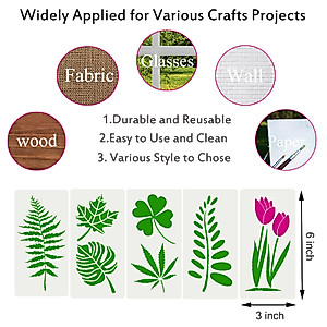 28 Pieces Leaf Stencils for Painting on Canvas Reusable Palm Fern Turtle Tropical Leaf Stencil for Craft Drawing Template Stencil for Wood Wall Paper Furniture DIY Scrapbooks Crafts Home Decor (Leaf)